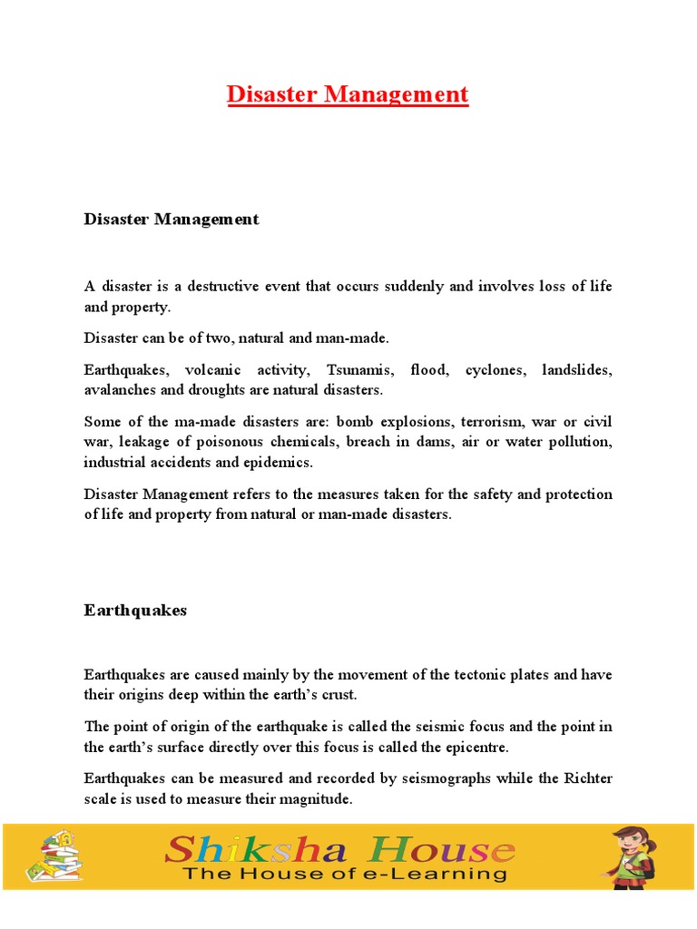 5 Disaster Management | Download Free PDF | Natural Disasters | Earthquakes