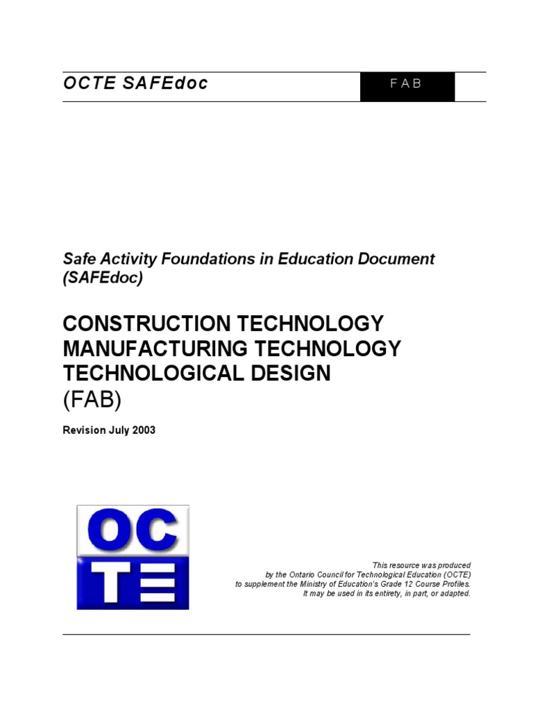 TMJ PR1 OCTE SAFEdoc FAB July 2003 | PDF | Occupational Safety And ...