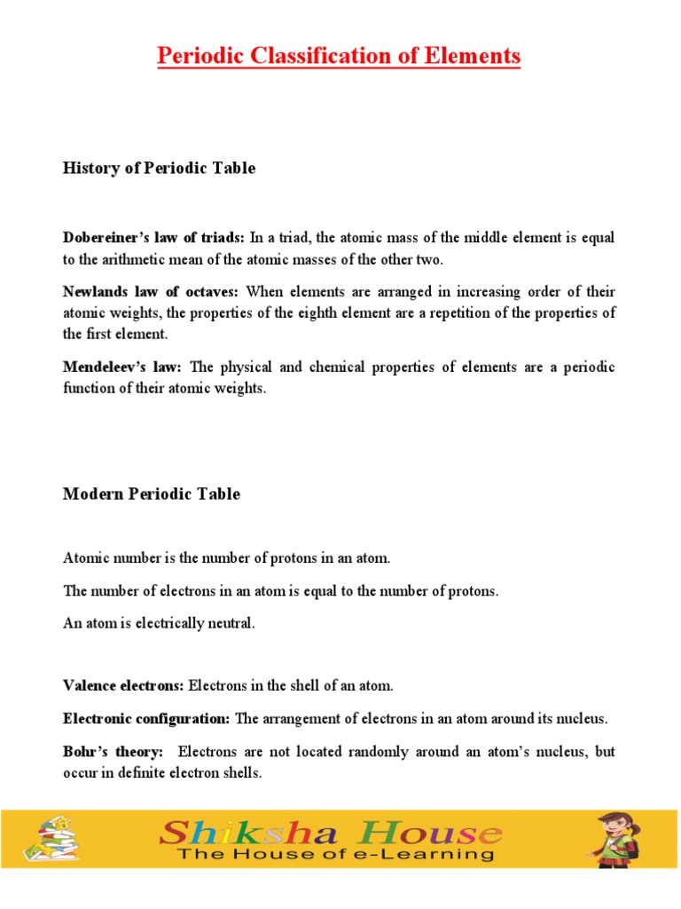 History of Element Classification | PDF