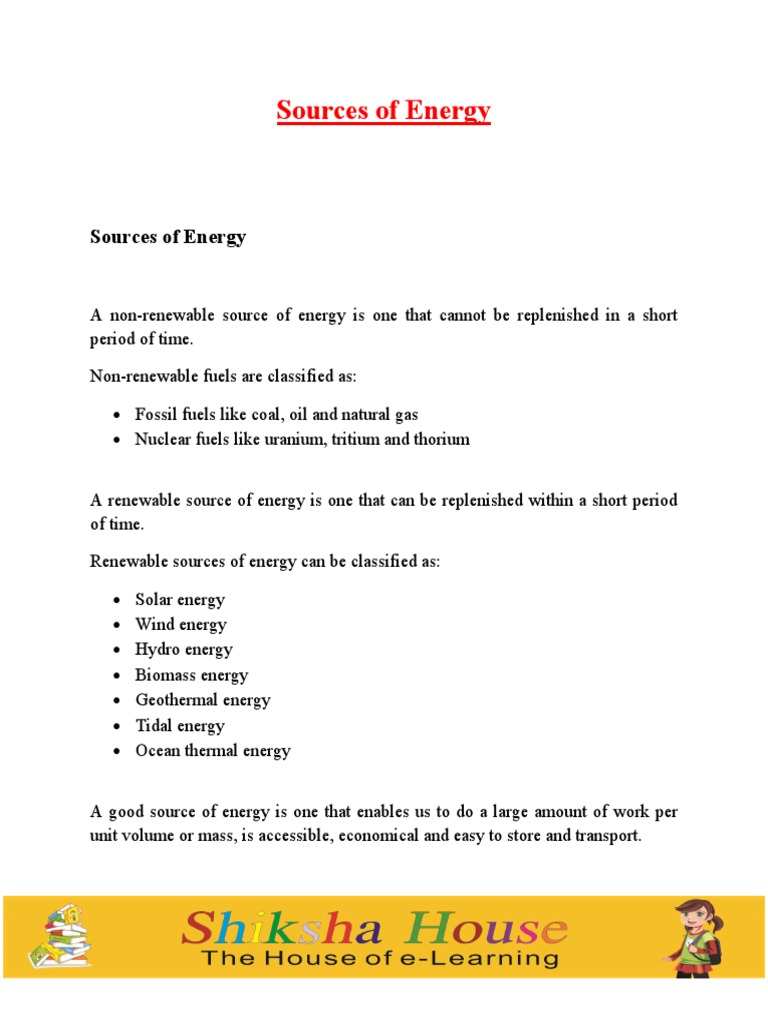 14 Sources of Energy | PDF