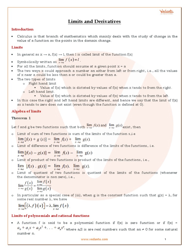 Limits and Derivatives: Theorem 1 | PDF | Derivative | Function (Mathematics)