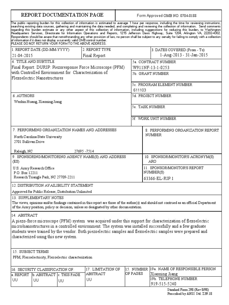 Report Documentation Page: Standard Form 298 (Rev 8/98) Prescribed by ...