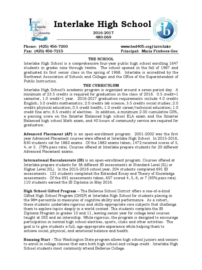 Academic Programs and Student Achievements at Interlake High School: A ...