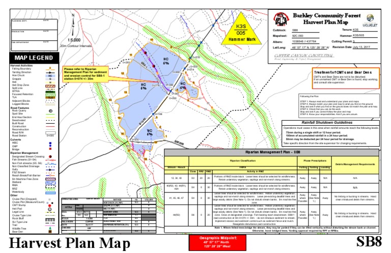 sb8 Harvest Plan Map - July13 | PDF | Riparian Zone | Earth Sciences