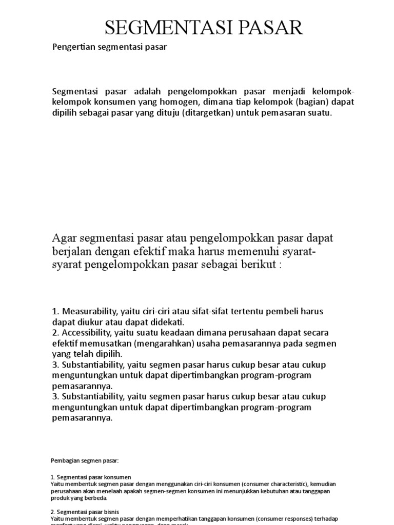Segmentasi Pasar dan Metodenya | PDF | Pengelolaan Keuangan & Uang