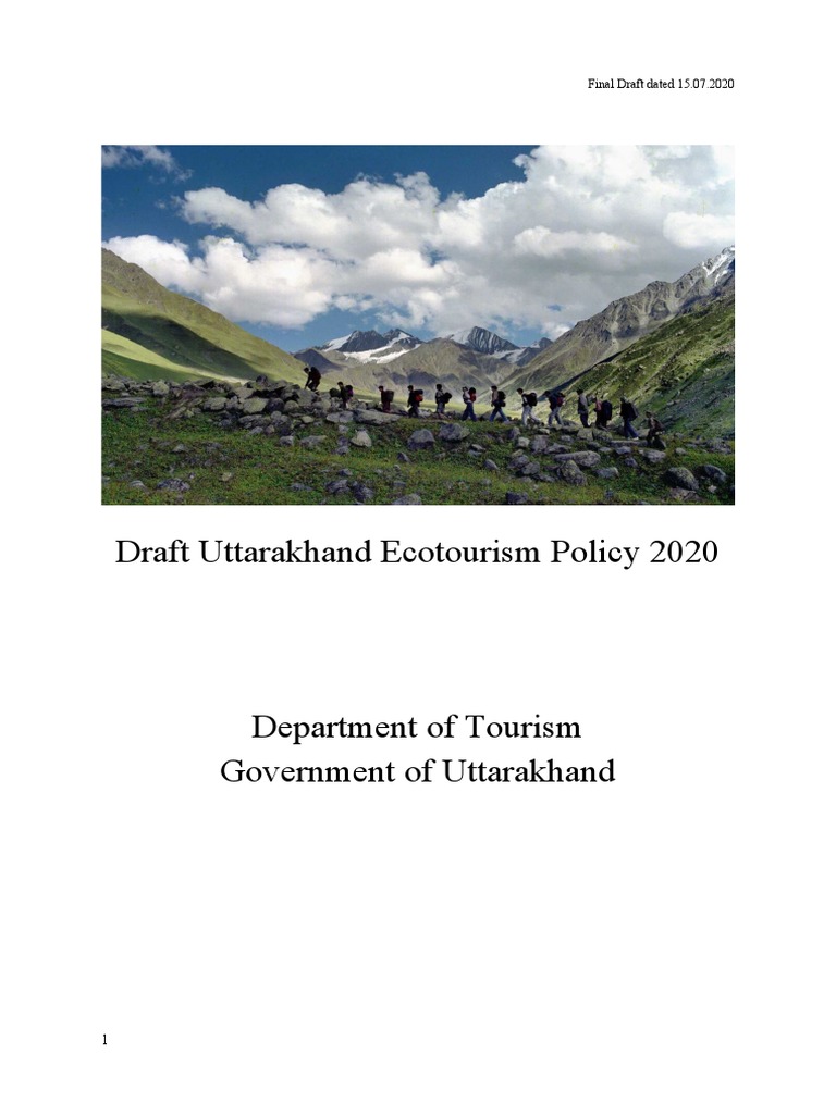 Draft Uttarakhand Ecotourism Policy 2020: A Comprehensive Strategy for ...