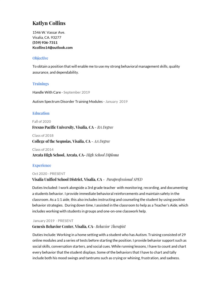 Katlyn Collins Resume | PDF