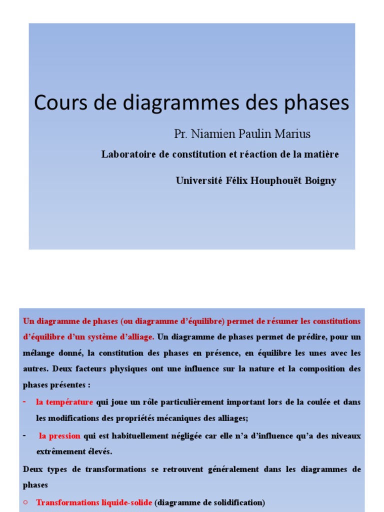 Cours de Diagramme Des Phases | PDF | Alliage | Mécanique des milieux ...