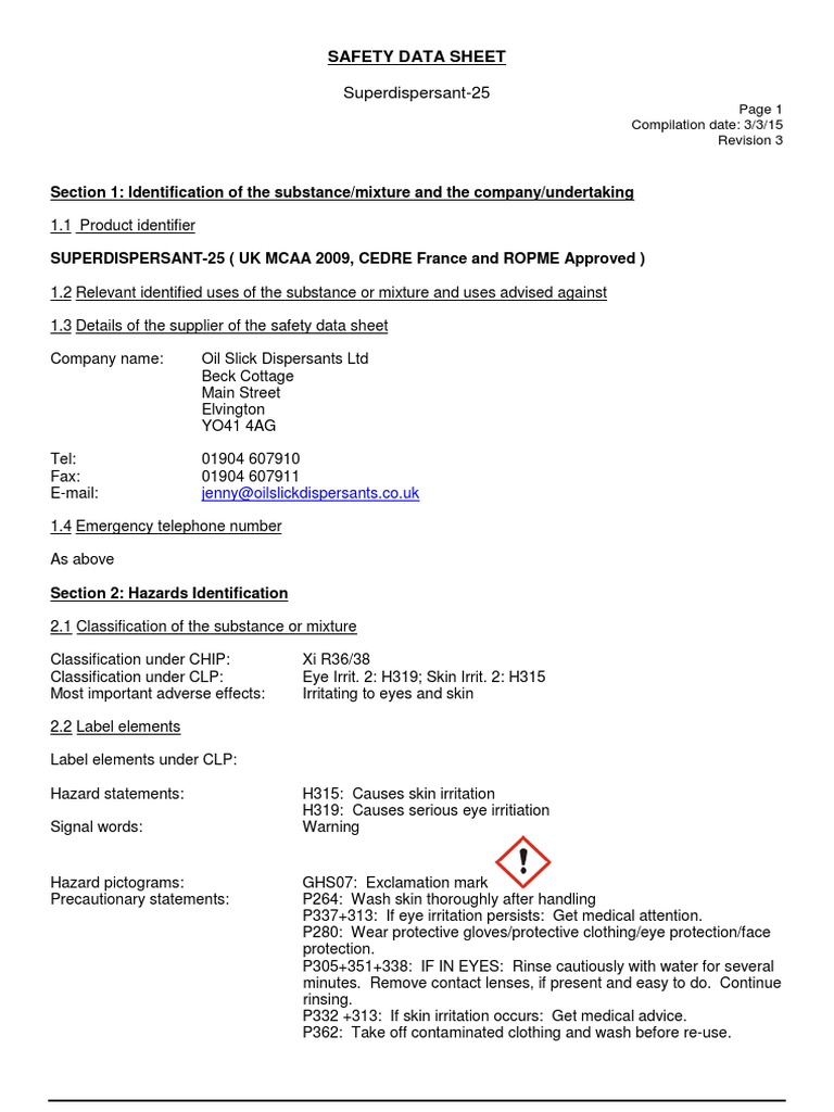 Safety Data Sheet Provides Insight into Hazards and Safe Use of ...