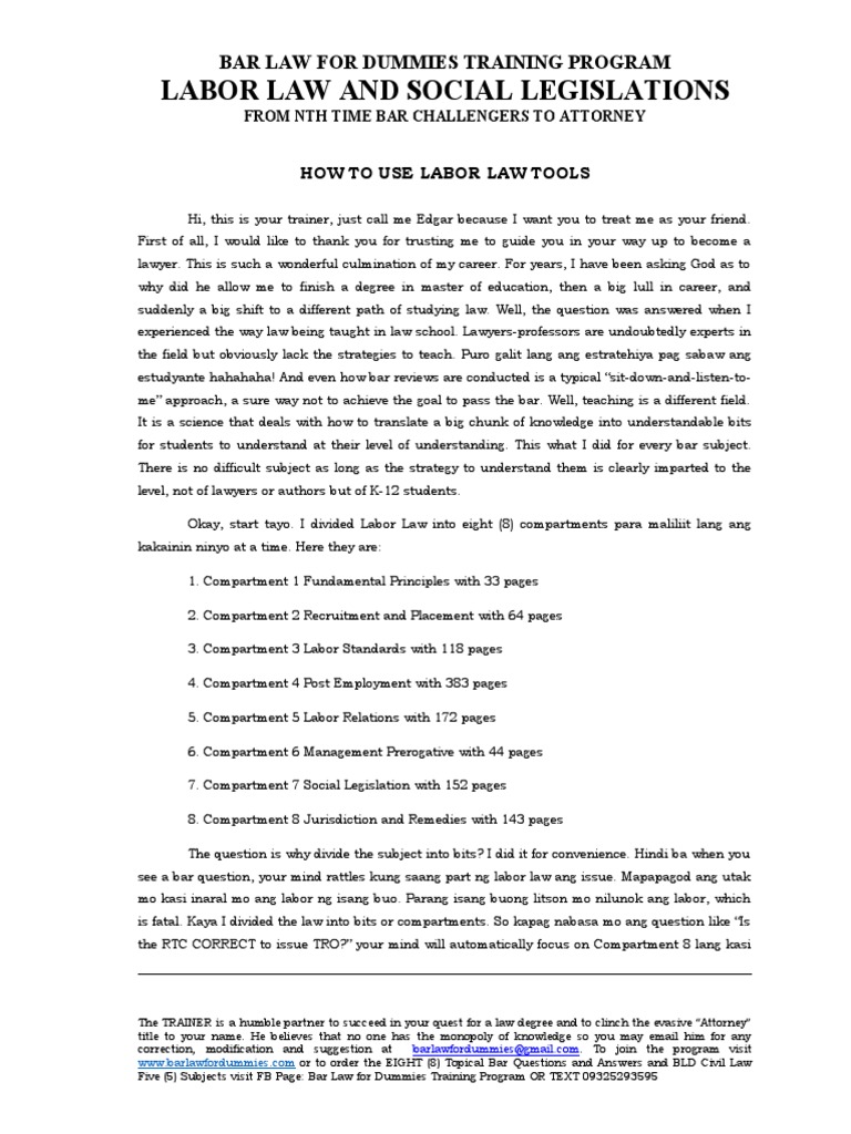HOW TO USE LABOR LAW TOOLS of BLD PROGRAM | PDF | Test (Assessment ...