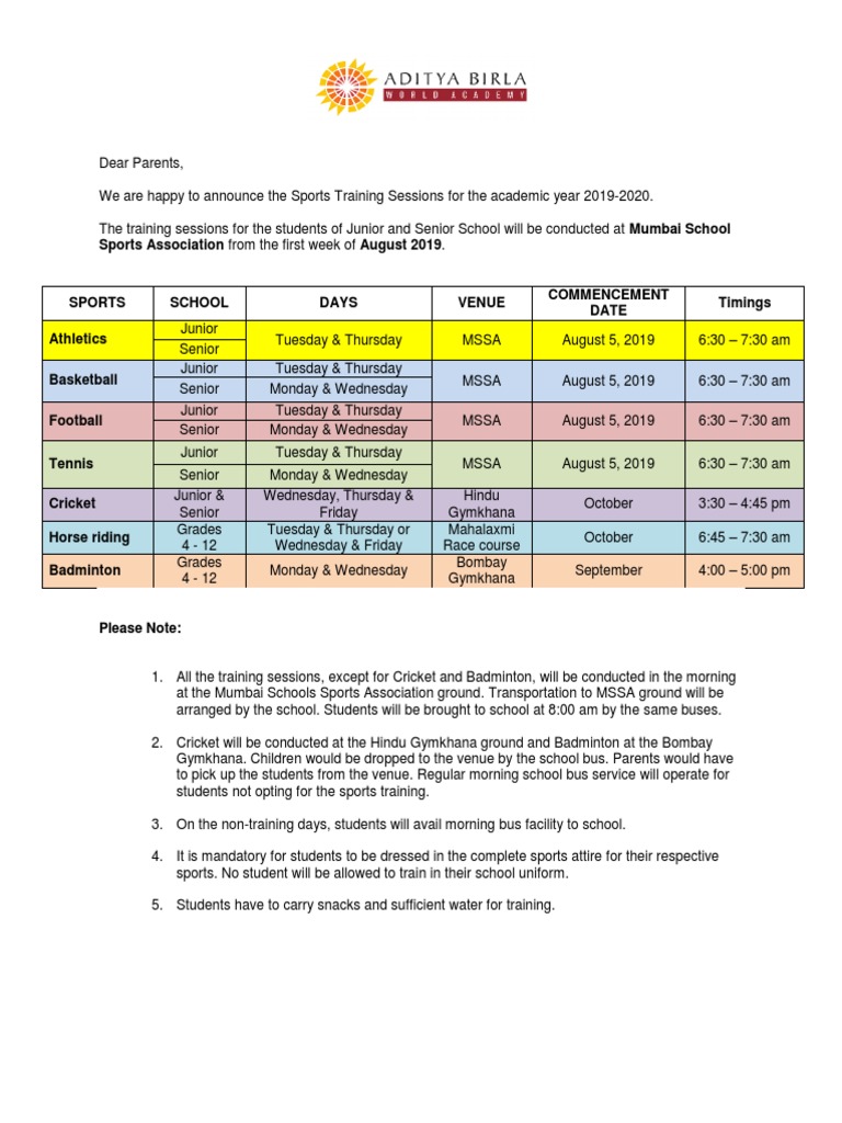 Sports Programme (2019-2020) | PDF | Sports