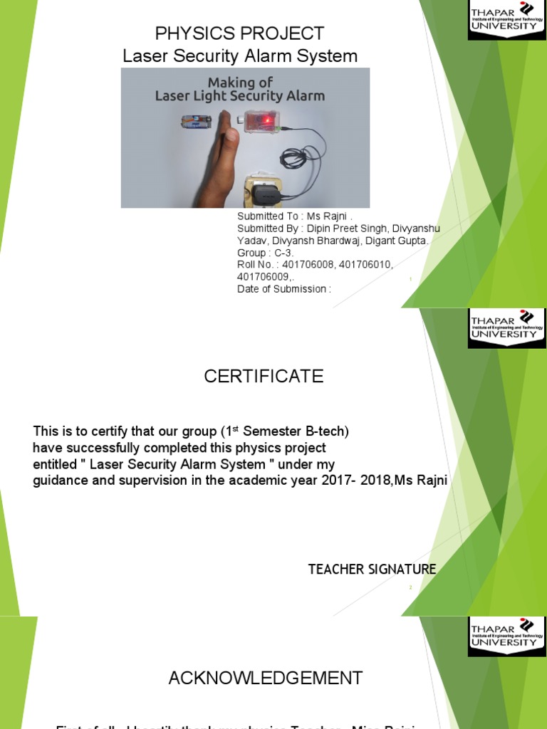 Physics Project Laser Security Alarm System | PDF | Laser | Bipolar ...