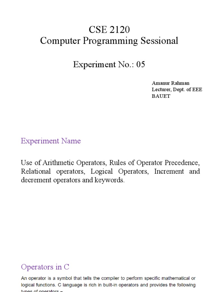 CSE 2110 Experiment 03 | PDF | Computers