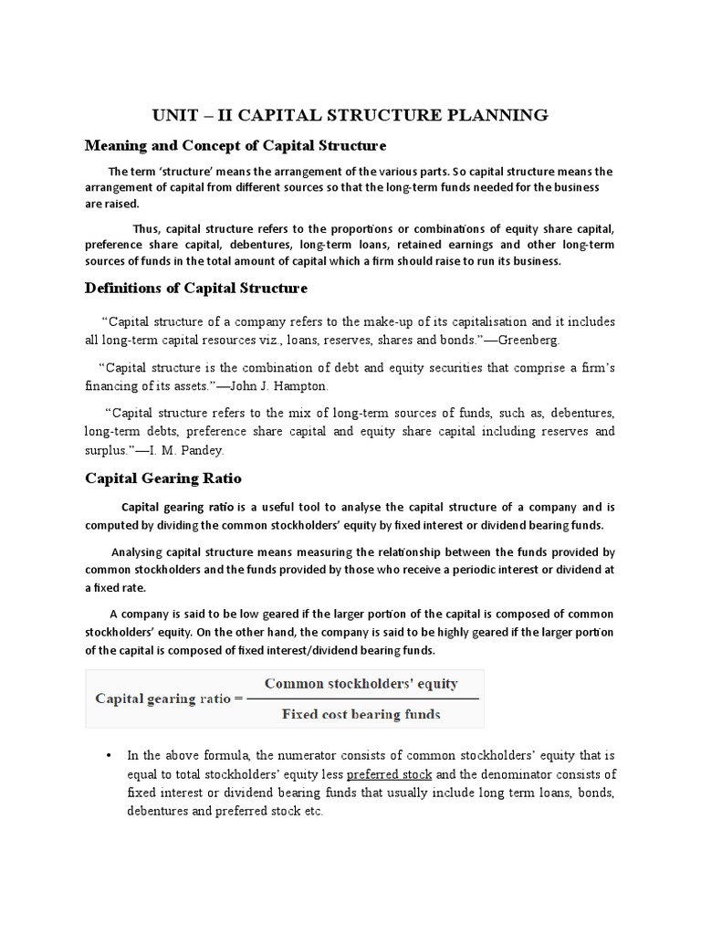 Importance of Capital Structure | PDF | Capital Structure | Financial ...