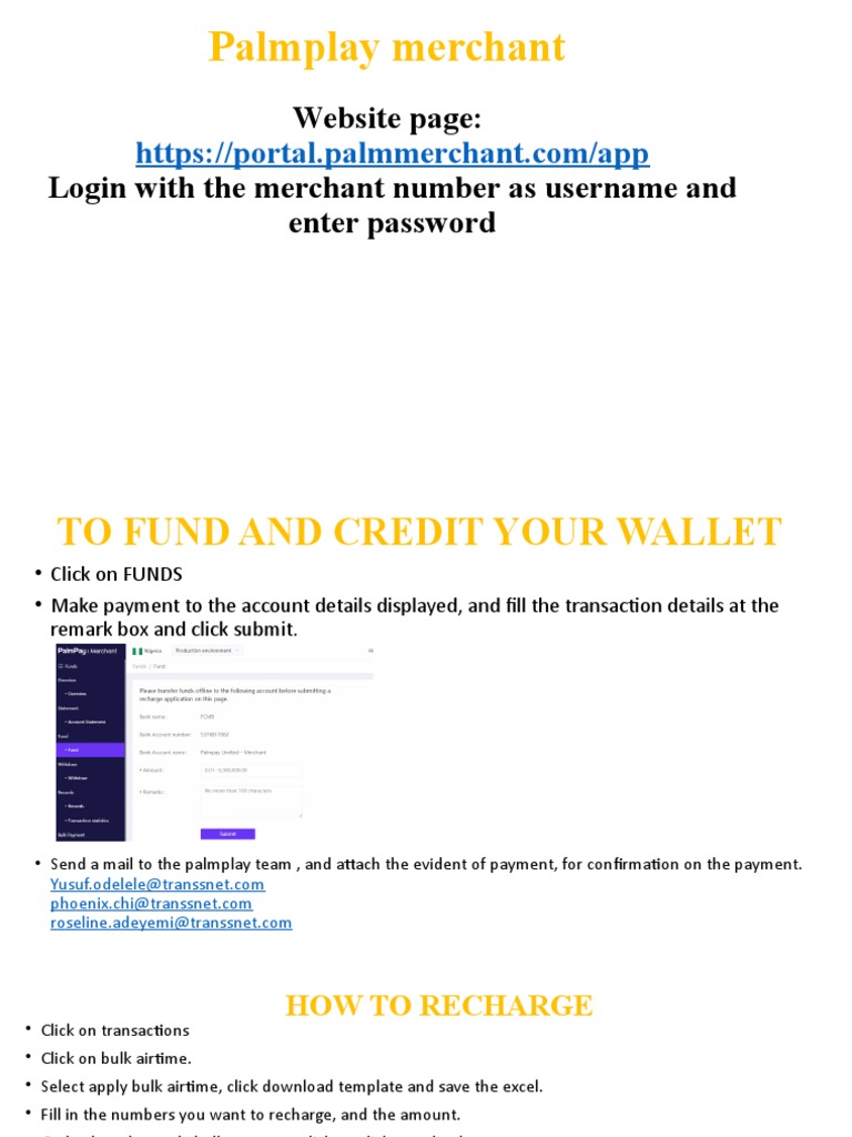 Palmplay Merchant: Website Page: Login With The Merchant Number As ...