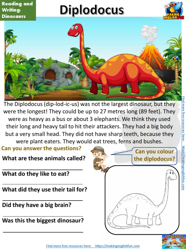 Dinosaurs Reading Comprehension Cards Examples | PDF | Dinosaurs | Taxa