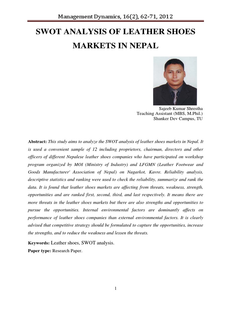 SWOT Analysis of Leather Shoes Markets I PDF | PDF | Swot Analysis ...