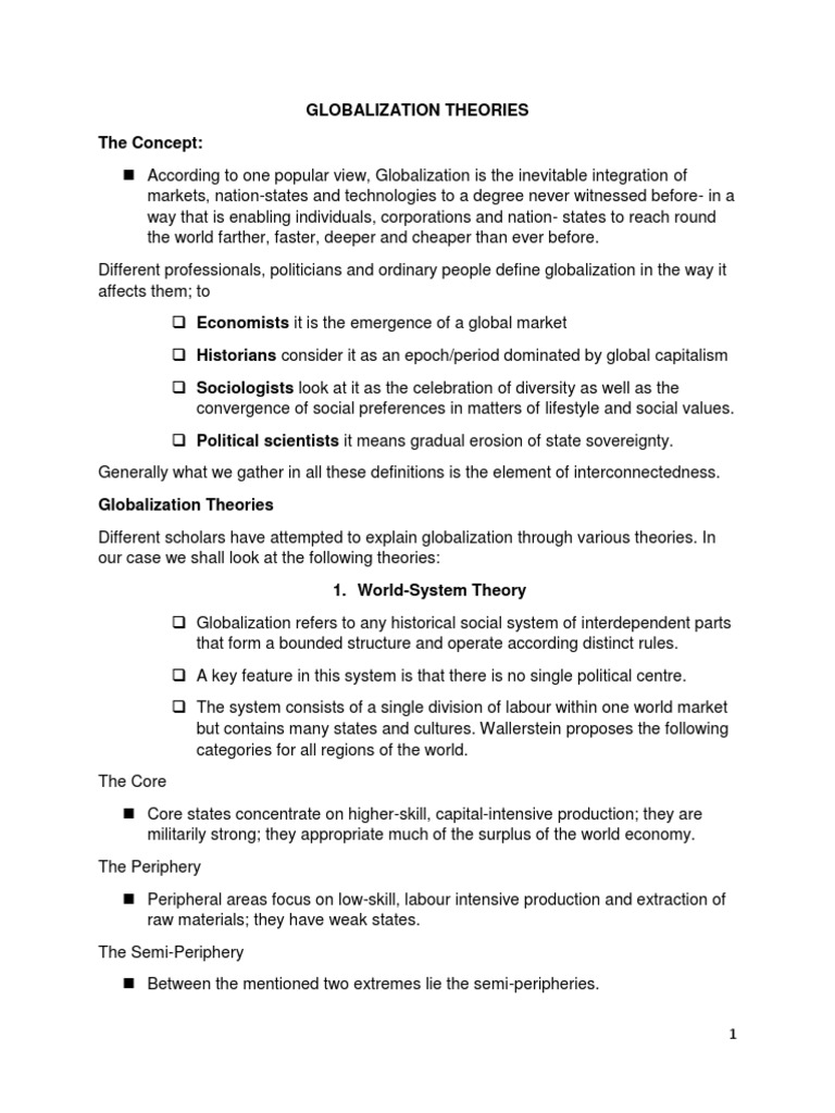 Globalization Theories | PDF | Globalization | Market (Economics)