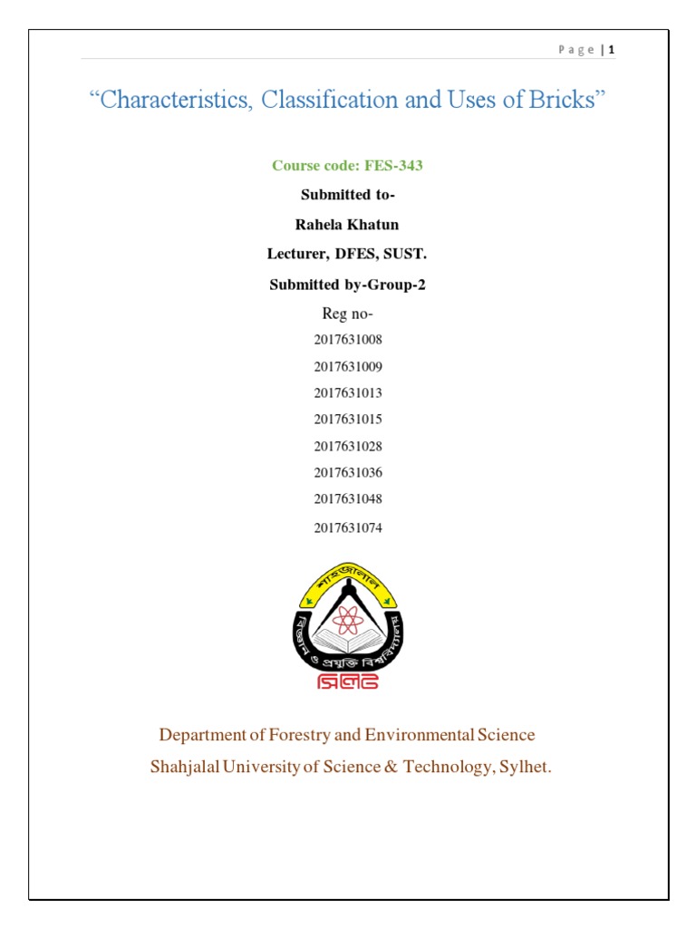 Characteristics, Classification and Uses of Bricks | PDF | Brick | Clay