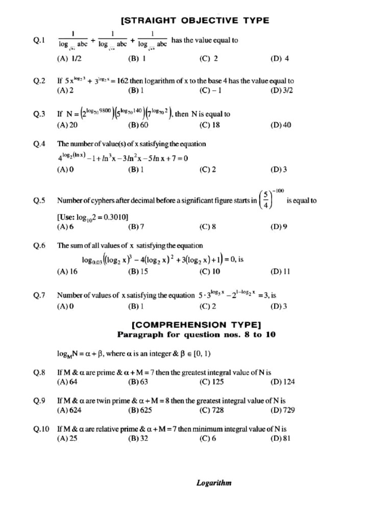 Log Quiz#2 | PDF | Logarithm | Numbers