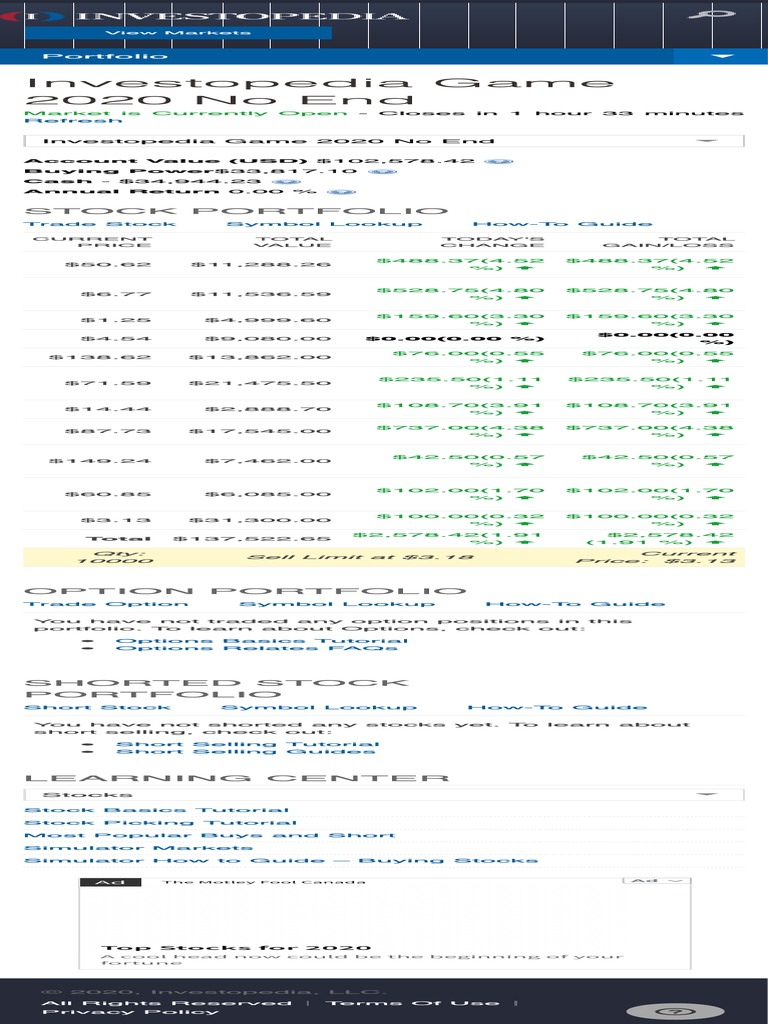Investopedia Stock Simulator - Investopedia Stock Simulator - Portfolio ...