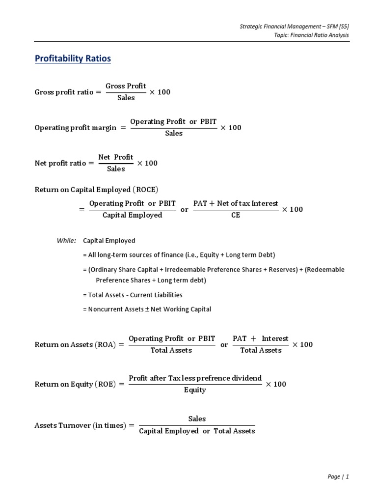 Profitability Ratios: Strategic Financial Management - SFM (S5) Topic ...
