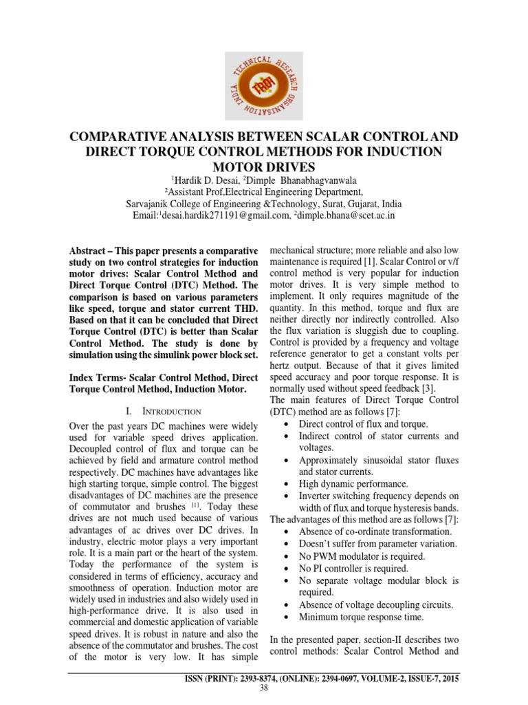 Scalar vs Direct Torque Control Analysis | PDF | Electric Motor ...