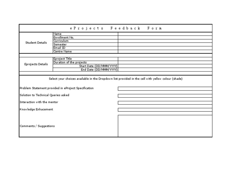 Eproject Feeback Form | PDF