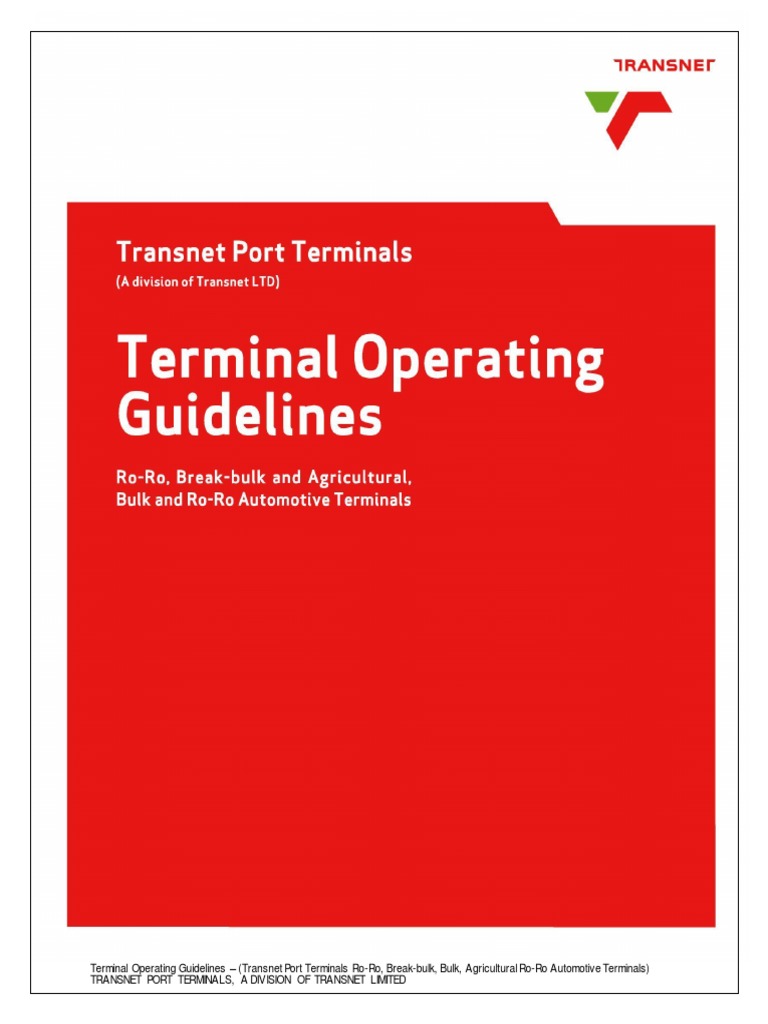 Terminal Operating Guidelines For Ro Ro Break Bulk and Agricultural ...
