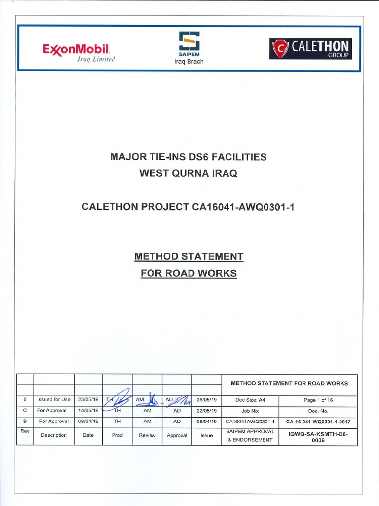 Method Statement For Road Works PDF | PDF | Road Surface | Asphalt