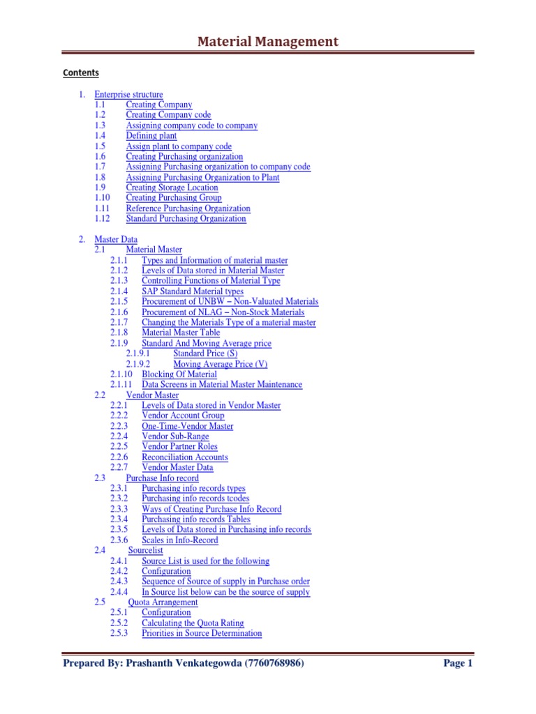 SAP MM Notes PDF | PDF | Invoice | Procurement