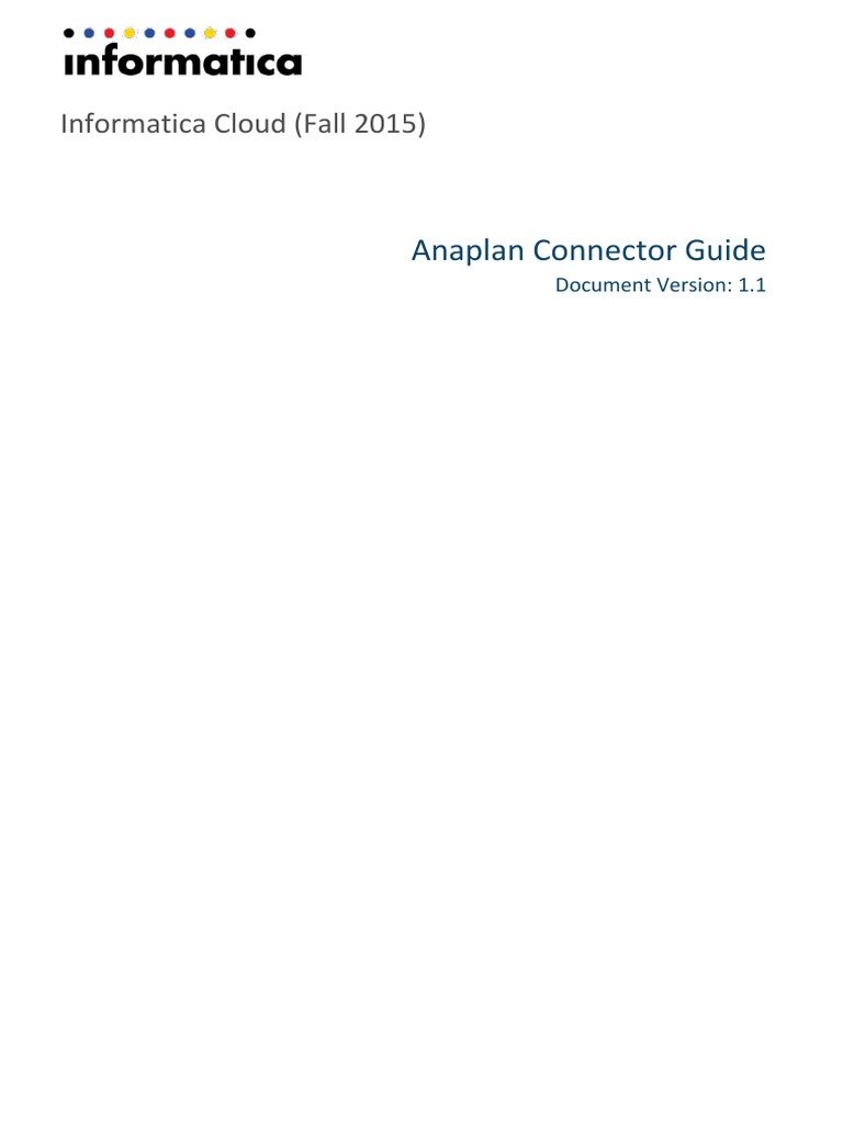Anaplan Connector Guide: Informatica Cloud (Fall 2015) | PDF | Comma ...