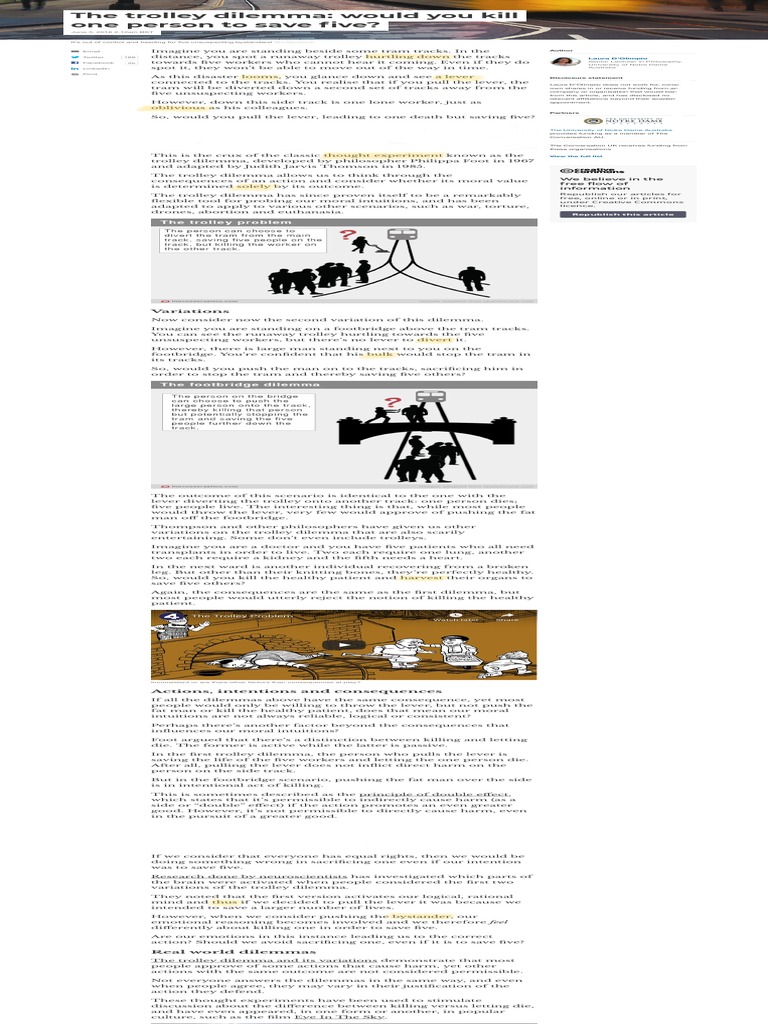 The Trolley Dilemma Would You Kill One Person To Save Five | PDF ...