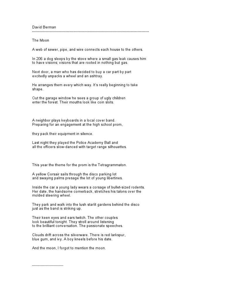 David Berman Poetry | PDF