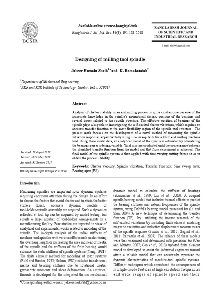 Designing of Milling Tool Spindle | PDF | Mechanical Engineering ...