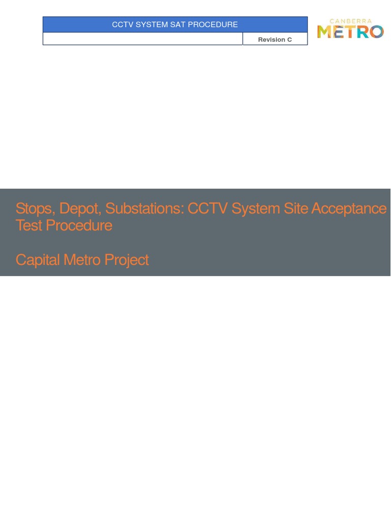 Comprehensive CCTV System Site Acceptance Test Procedure for Capital ...
