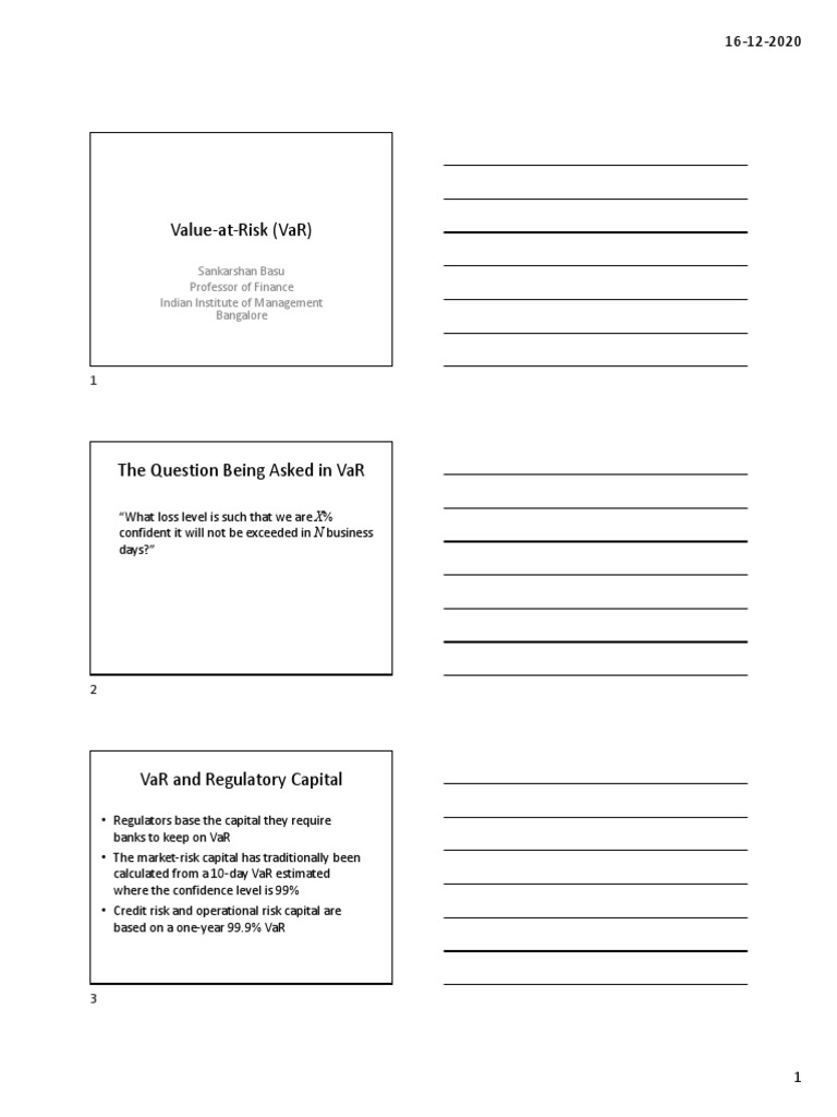 Value at Risk | PDF | Value At Risk | Greeks (Finance)