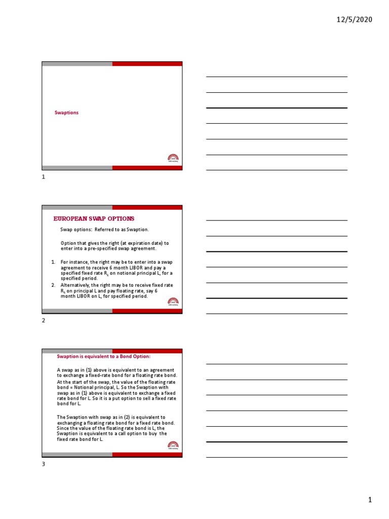 Swaptions: European Swap Options | PDF | Swap (Finance) | Option (Finance)