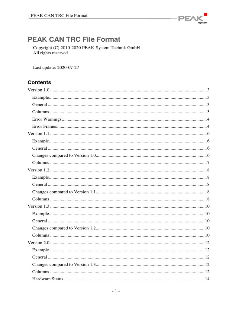 PEAK CAN TRC File Format | PDF | Computer Data | Computer Architecture