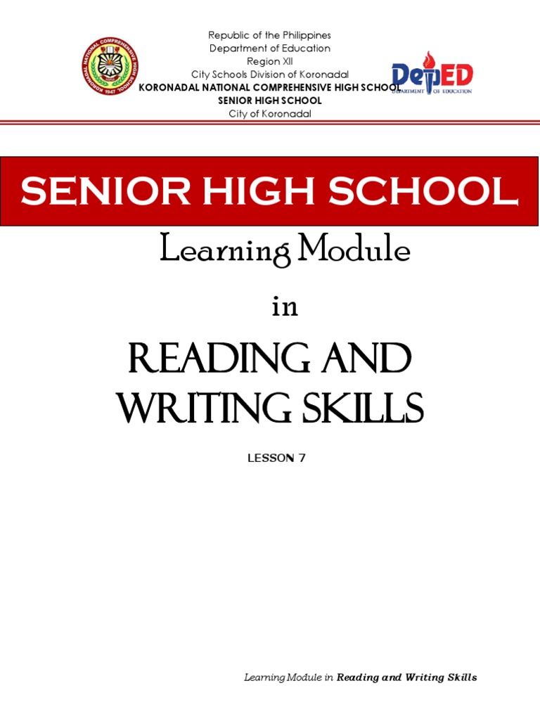 Lesson 07 - Reading and Writing Skills | PDF | Evidence | Epistemology