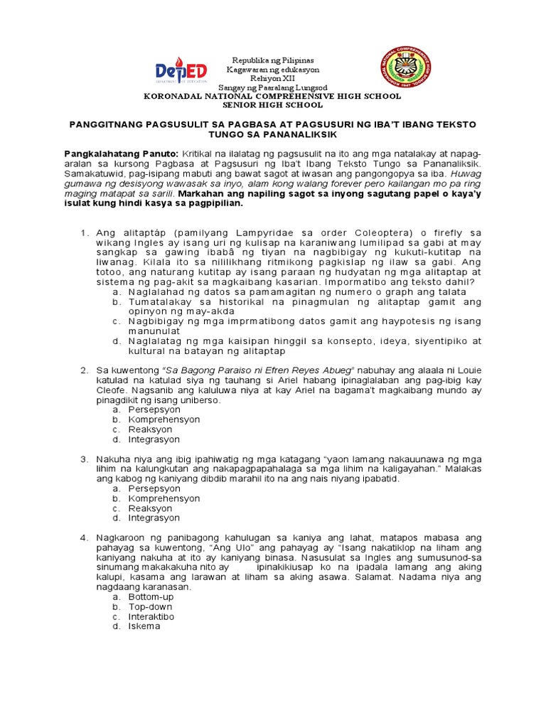 Summative Pagbasa | PDF