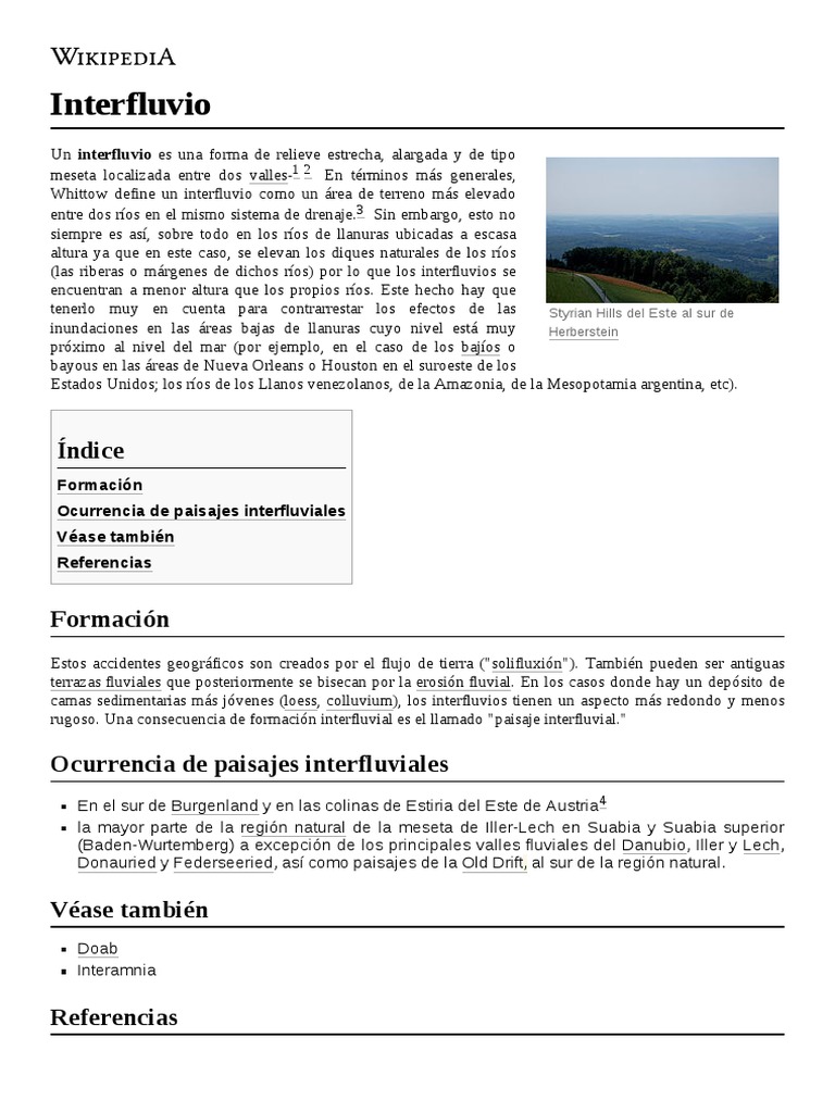 Interfluvio | PDF | Geografía | Ciencias de la Tierra