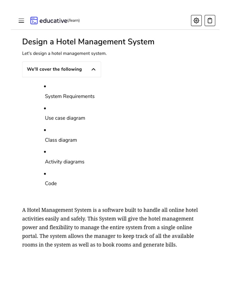 Design A Hotel Management System | PDF | Class (Computer Programming) | Point Of Sale