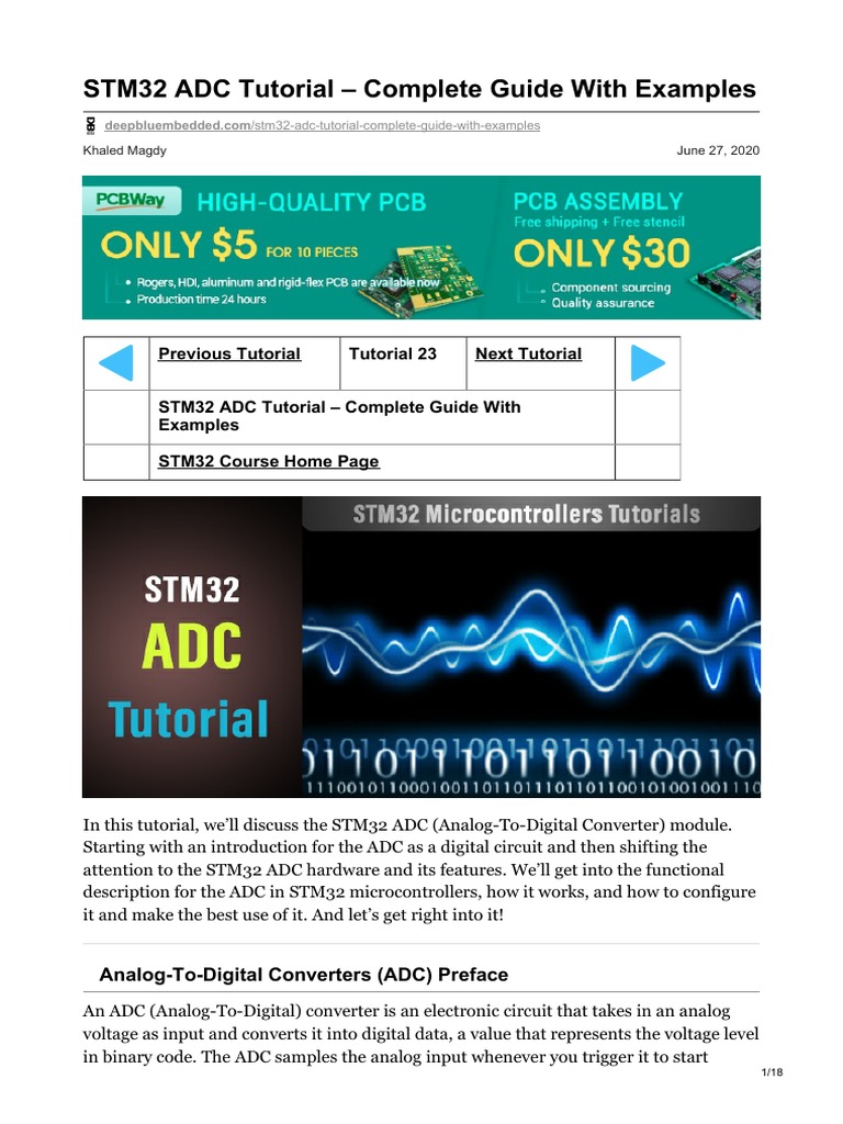 STM32 ADC Tutorial with Examples | PDF | Analog To Digital Converter ...