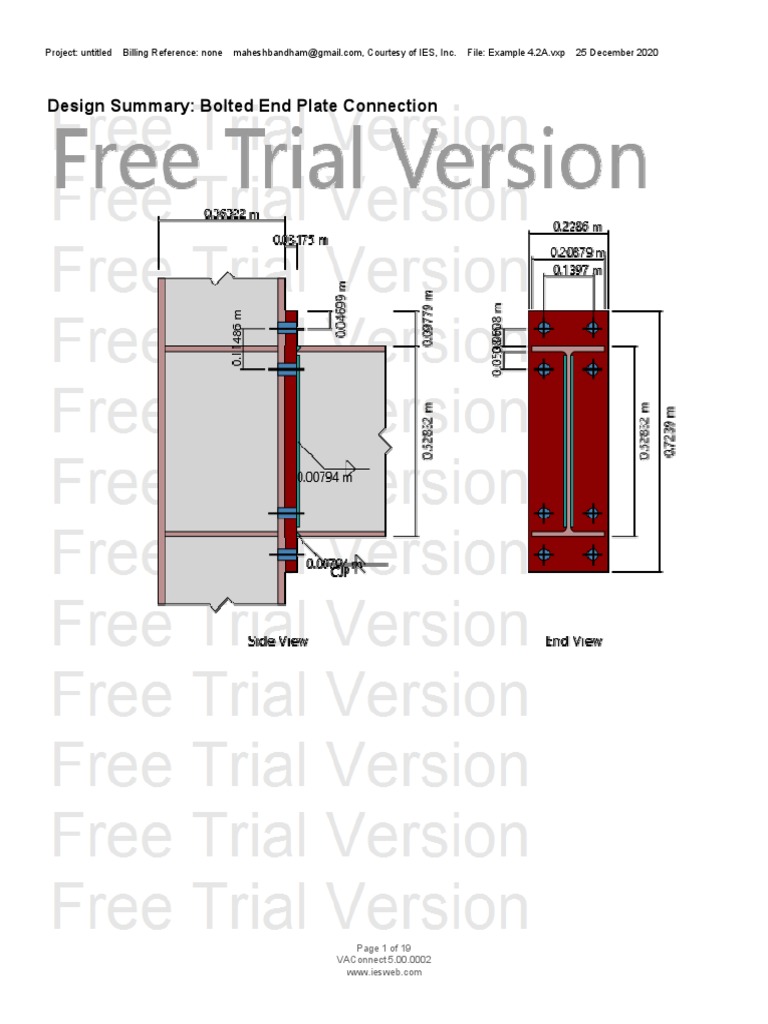 Design Summary and Analysis of a Bolted End Plate Connection | PDF ...