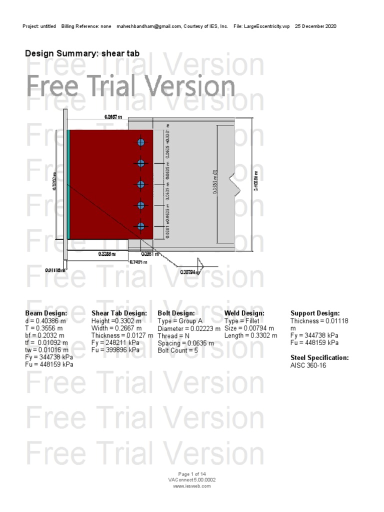 SHEAR TAB LARGE PLATE Report | PDF | Buckling | Beam (Structure)