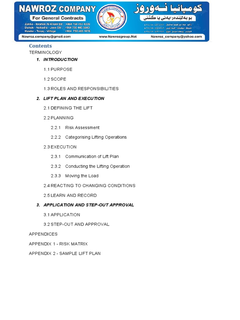 Lifting Plan | PDF | Crane (Machine) | Elevator