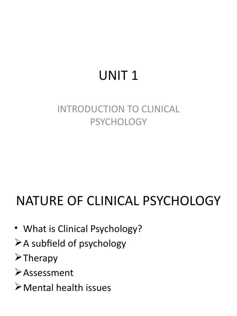 Unit 1: Introduction To Clinical Psychology | PDF | Clinical Psychology ...