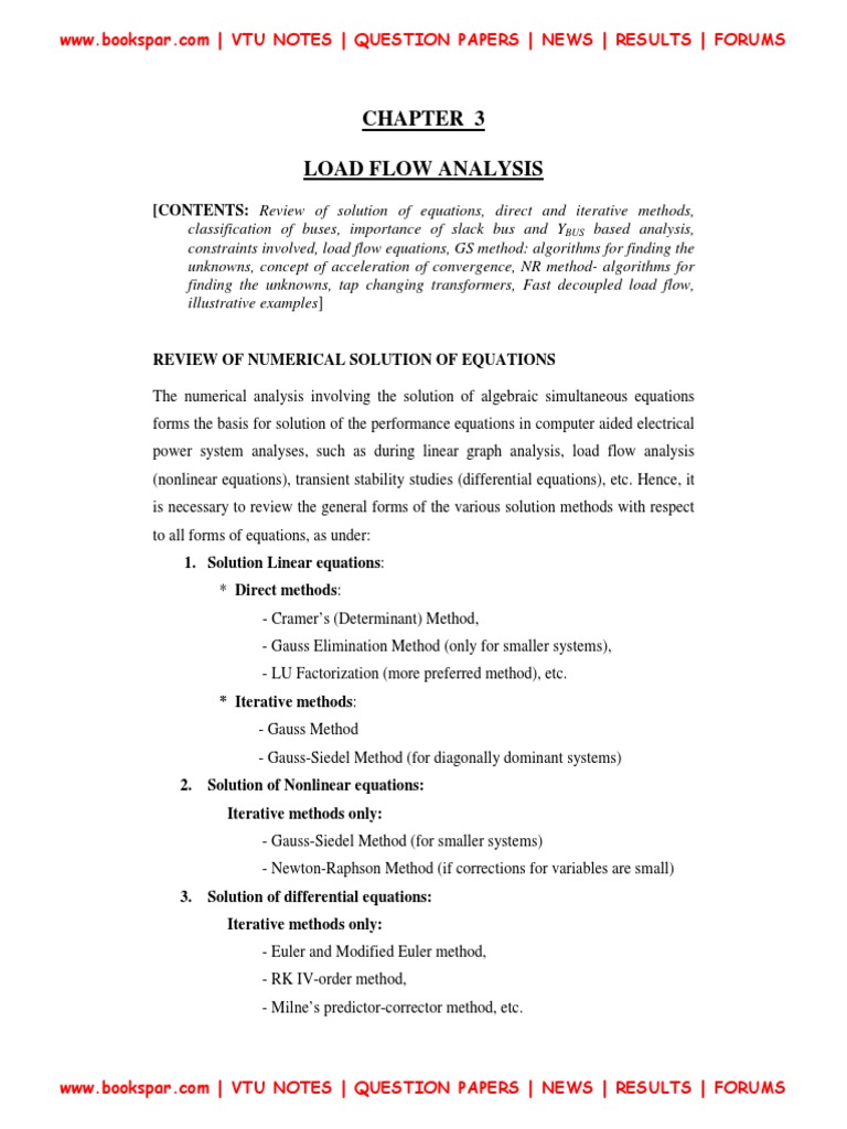 A Comprehensive Review of Numerical Solution Methods and Load Flow ...