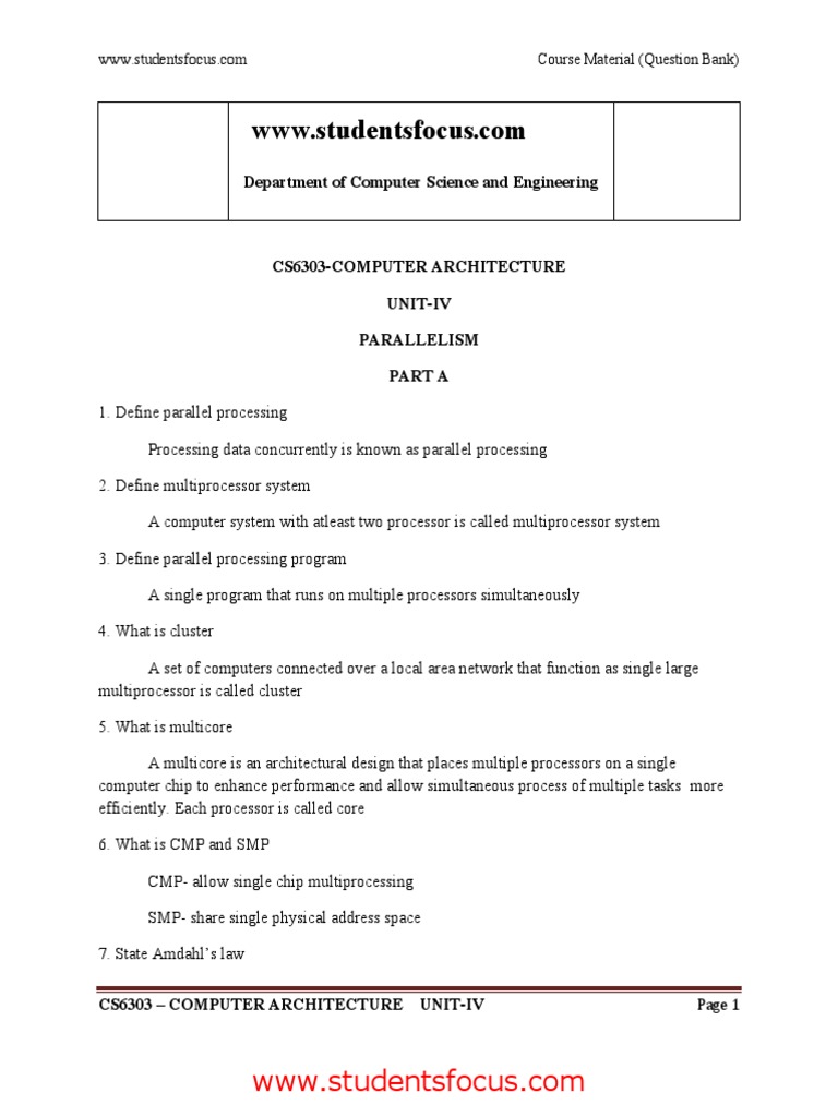 Computer Architecture: Parallelism Concepts | PDF | Parallel Computing | Thread (Computing)